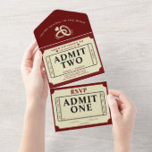 Retro Theater Movie Ticket Stub Admit Two Wedding All In One Invitation ...
