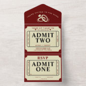 Retro Theater Movie Ticket Stub Admit Two Wedding All In One Invitation ...