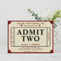 Retro Theater Movie Ticket Stub Admit Two Wedding Invitation | Zazzle