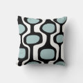 Retro Throw Pillow MCM Print in Retro Blue | Zazzle