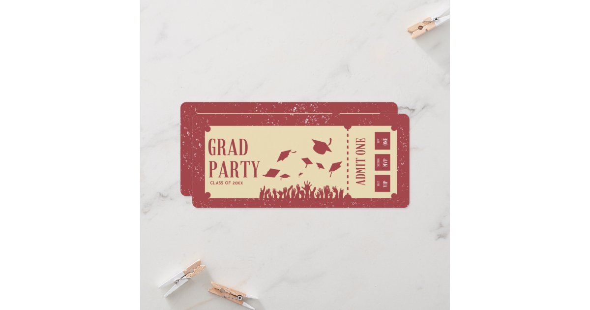 Retro ticket graduation party invitation | Zazzle