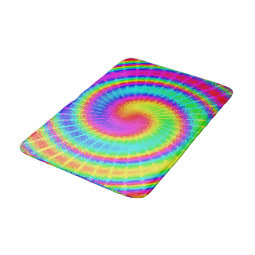 Retro Tie Dye Hippie Psychedelic Colorful Swirl Bathroom Mat | Zazzle