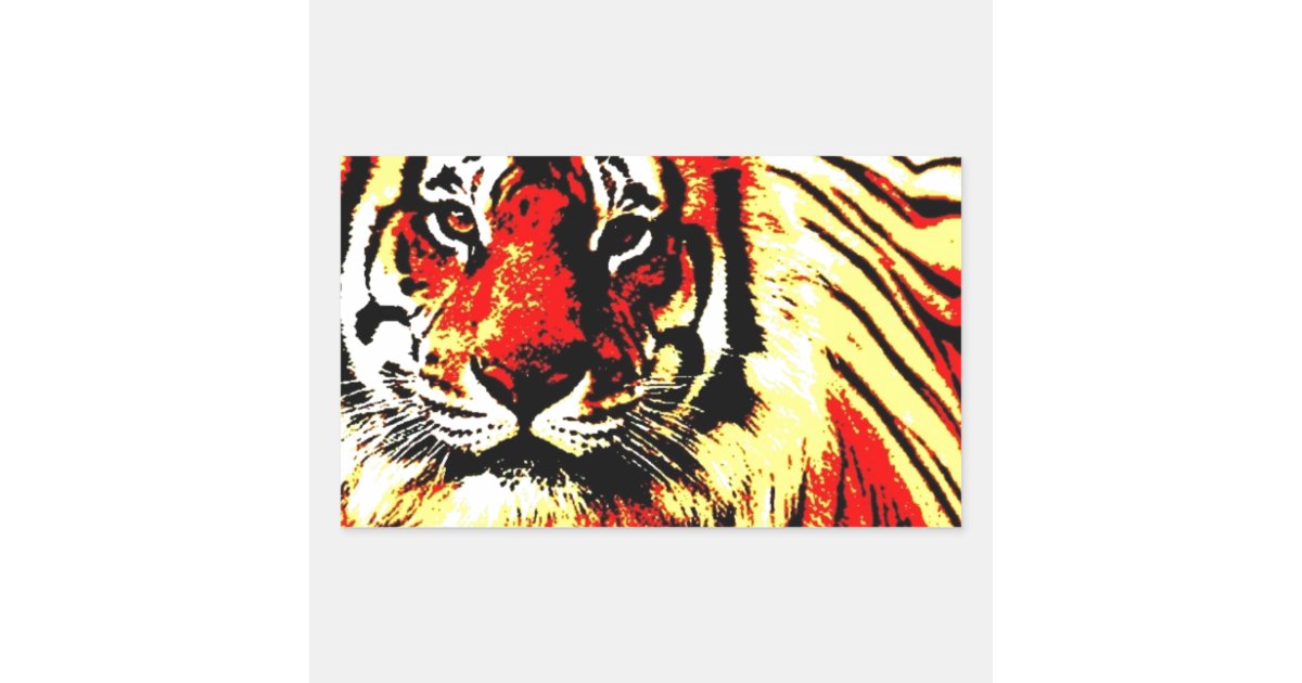 Retro Tiger Rectangular Sticker | Zazzle