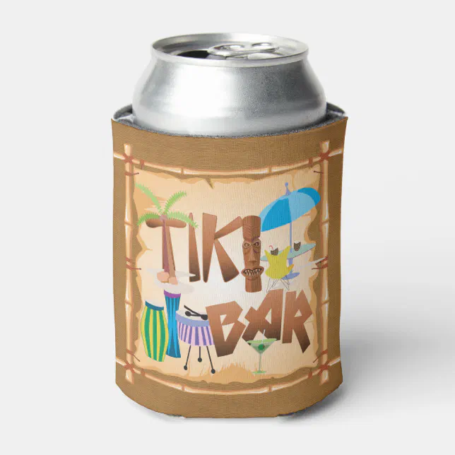 Retro Tiki Bar Party Can Cooler | Zazzle