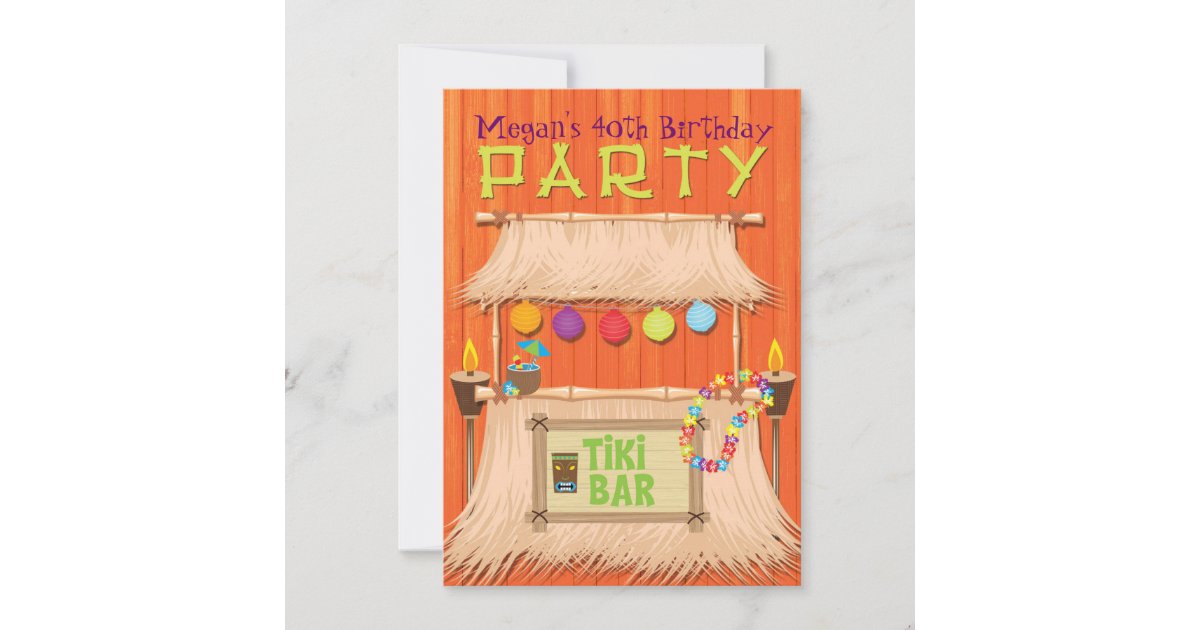 Retro Tiki Bar Tropical Hawaiian Party Invitation | Zazzle