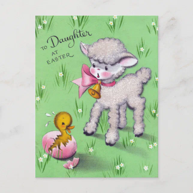 Retro to Daughter at Easter Adorable Lamb Postcard | Zazzle