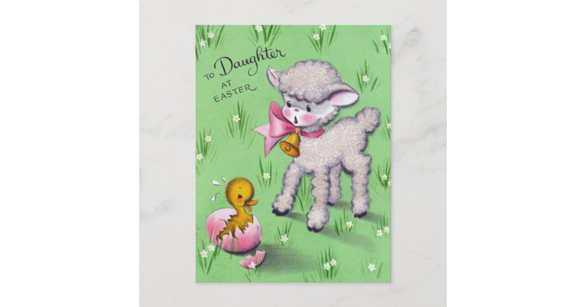 Retro to Daughter at Easter Adorable Lamb Postcard | Zazzle