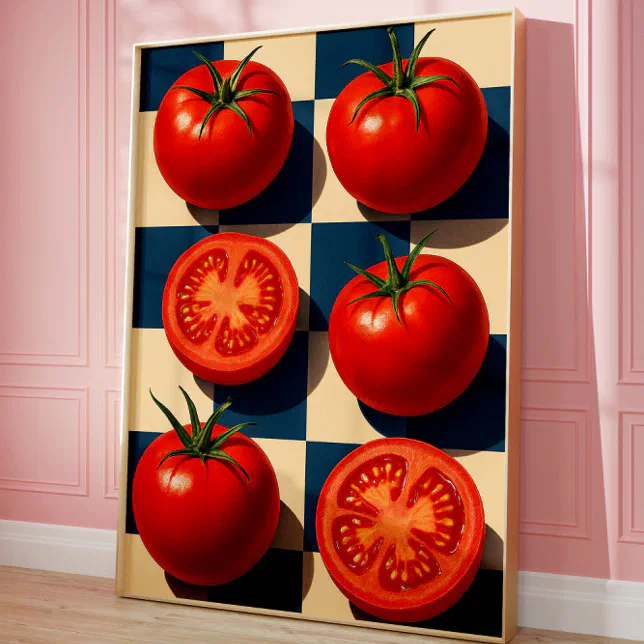 Retro Tomato Art Print, Photorealistic Kitchen Poster | Zazzle