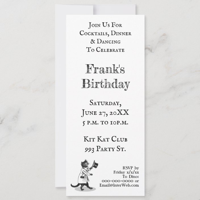 Retro Top Hat Cat Custom Party Invitation | Zazzle.com