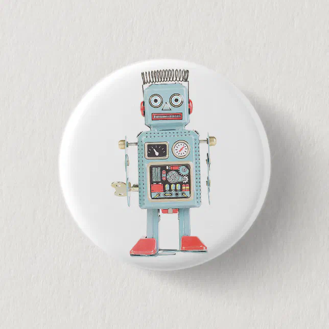Retro Toy Robot Button | Zazzle