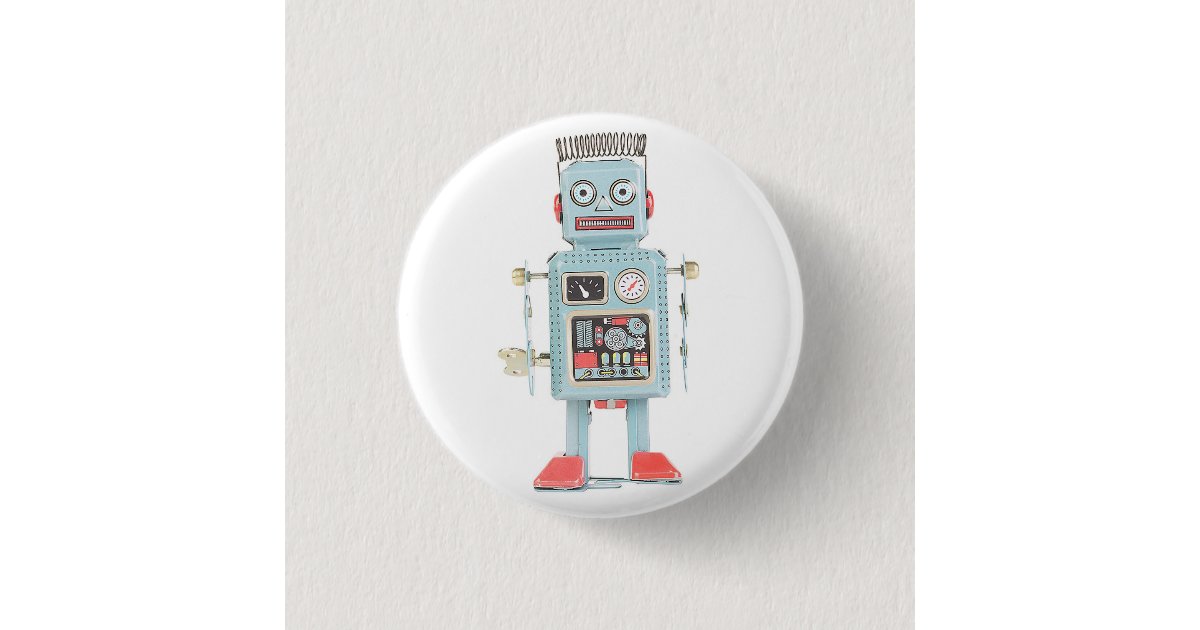 Retro Toy Robot Button | Zazzle