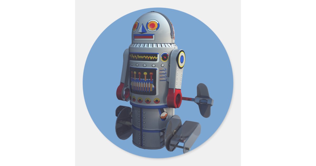 Retro Toy Robot Number 7 Sticker | Zazzle