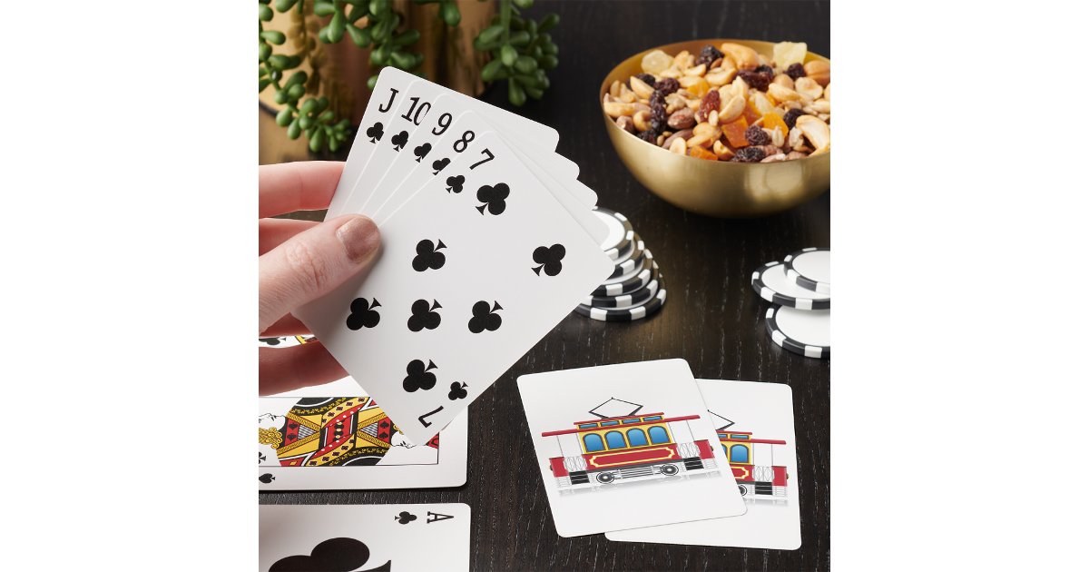 Retro Tram Illustration Poker Cards | Zazzle