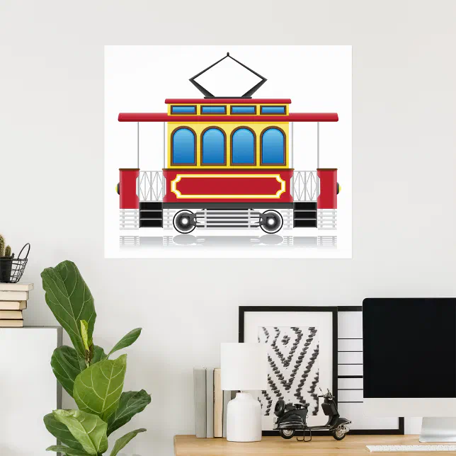 Retro Tram Illustration Poster | Zazzle