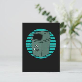 Retro Trash Can Garbage Recycling Postcard | Zazzle
