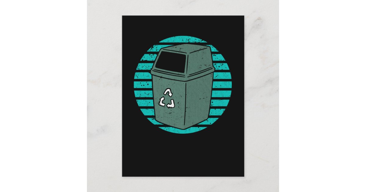 Retro Trash Can Garbage Recycling Postcard | Zazzle