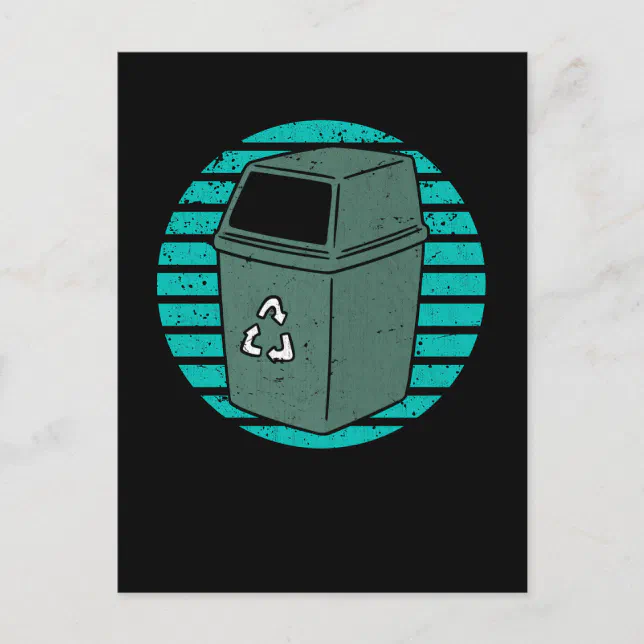 Retro Trash Can Garbage Recycling Postcard | Zazzle