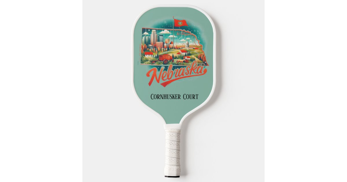 Retro Travel Map of Nebraska State Pickleball Paddle | Zazzle