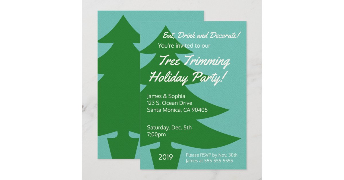 Retro Tree Trimming Holiday Party Invitation | Zazzle