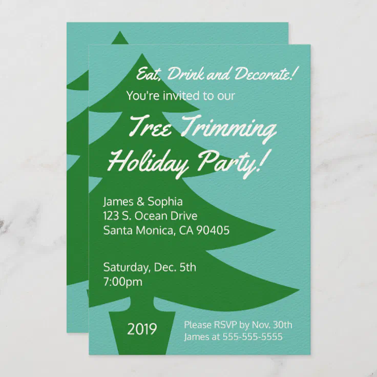 Retro Tree Trimming Holiday Party Invitation | Zazzle