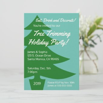 Retro Tree Trimming Holiday Party Invitation | Zazzle