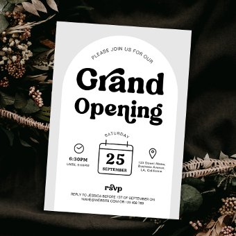 Retro Trendy Arch New Business Shop Opening Event Invitation | Zazzle