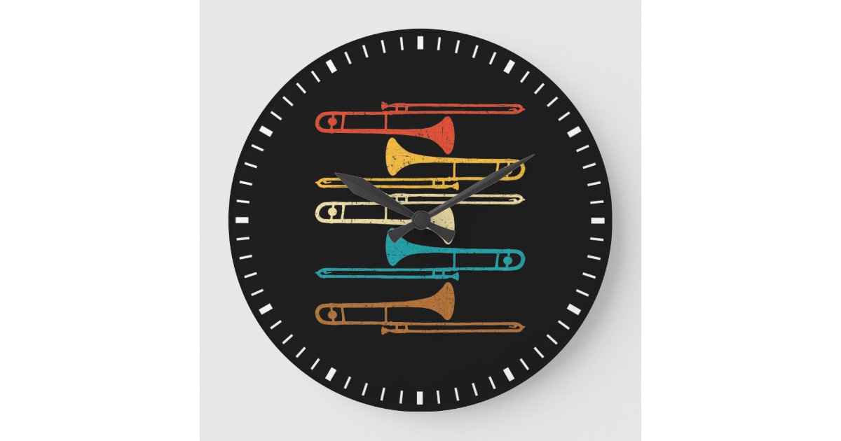Retro Trombone - Jazz Large Clock | Zazzle