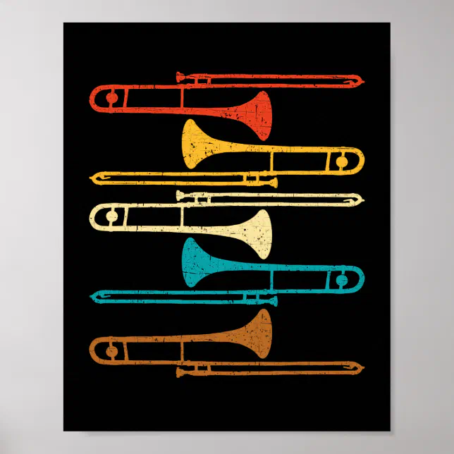 Retro Trombone - Jazz Poster | Zazzle