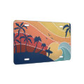 Retro Tropical Beach Surfing Surfer Palm Trees License Plate | Zazzle