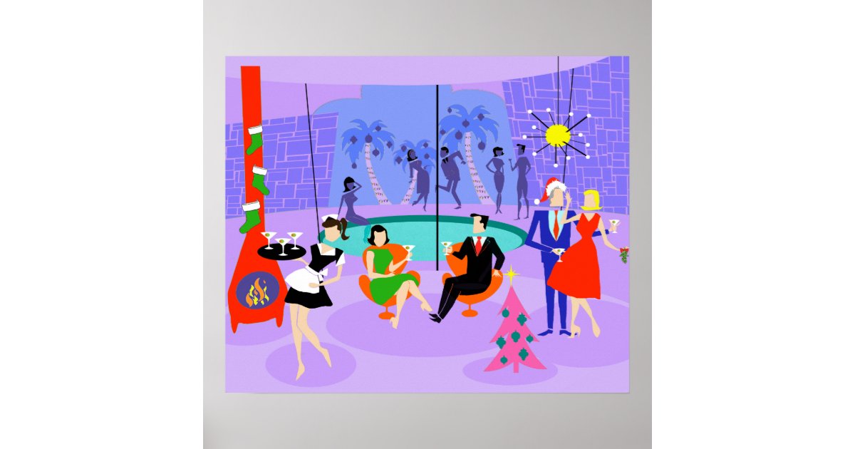 Retro Tropical Christmas Party Poster | Zazzle
