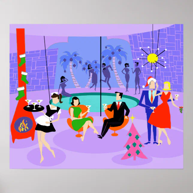 Retro Tropical Christmas Party Poster | Zazzle