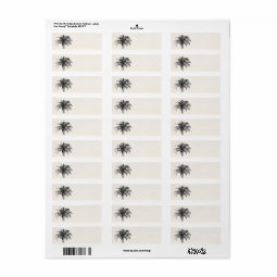 Retro Tropical Island Palm Tree in Black and White Label | Zazzle