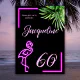 Retro tropical neon pink flamingo 60th birthday invitation | Zazzle