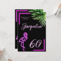 Retro tropical neon pink flamingo 60th birthday invitation | Zazzle