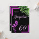 Retro tropical neon pink flamingo 60th birthday invitation | Zazzle