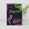 Retro tropical neon pink flamingo 60th birthday invitation | Zazzle
