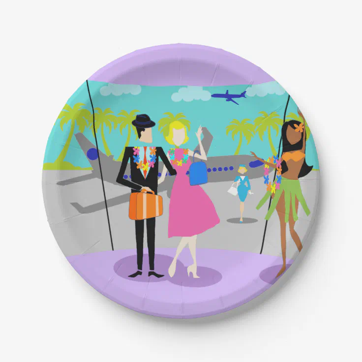 Retro Tropical Vacation Paper Plate | Zazzle