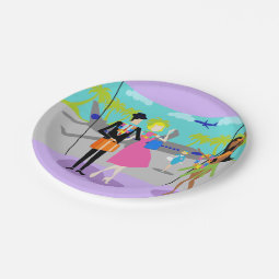 Retro Tropical Vacation Paper Plate | Zazzle