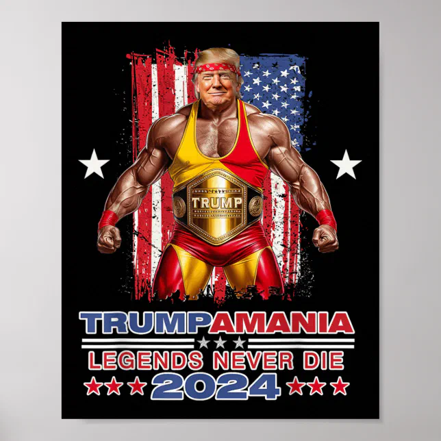 Retro Trump Funny Wrestling Meme Trumpamania 2024 Poster | Zazzle