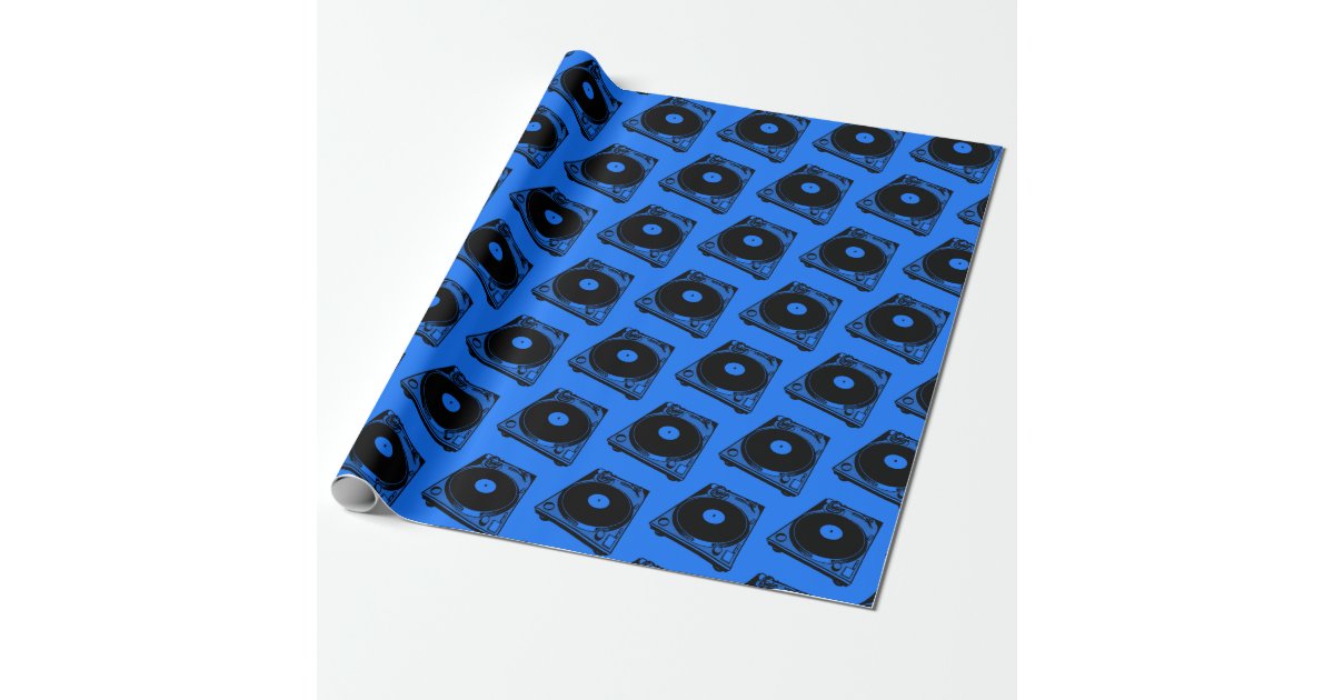 Retro Turntable Graphic in Black Wrapping Paper | Zazzle