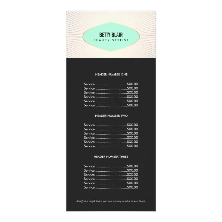 Retro Turquoise and Gold Plaque Price List Menu | Zazzle