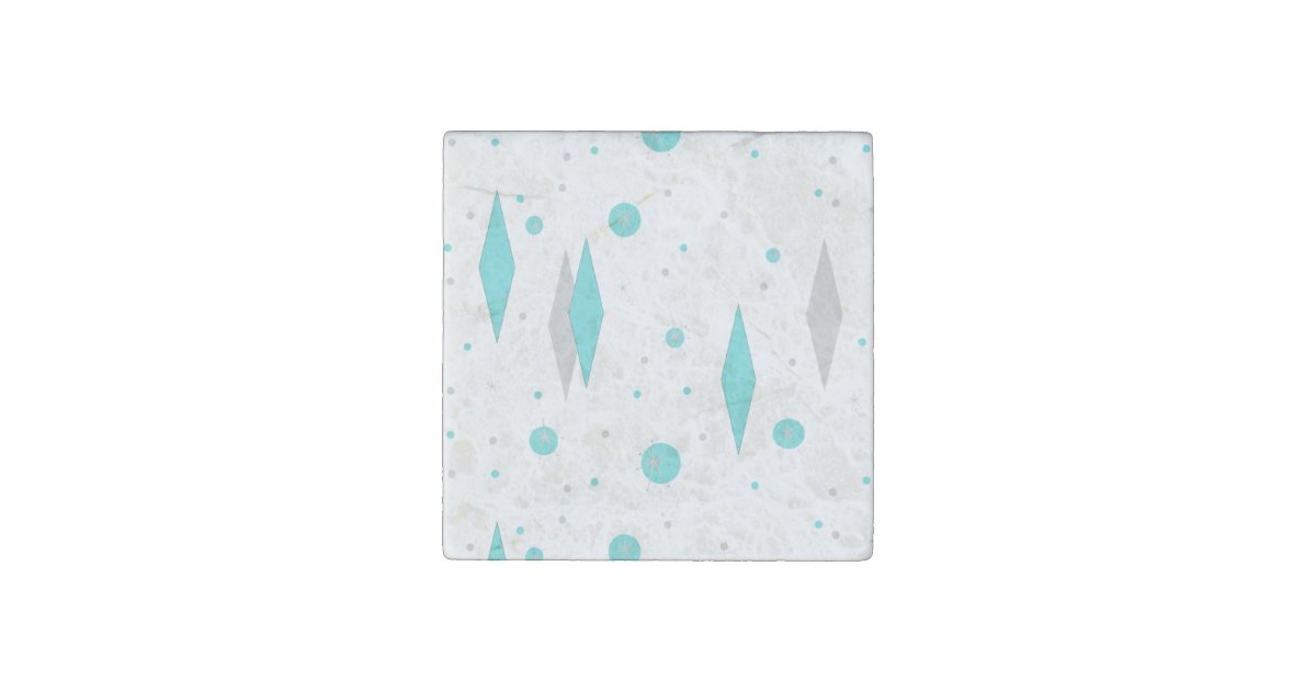 Retro Turquoise Diamond & Starburst Stone Magnet | Zazzle