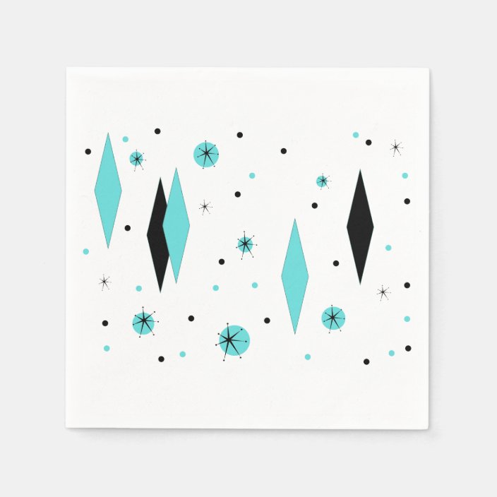 Retro Turquoise Diamonds & Starburst Paper Napkins | Zazzle.com