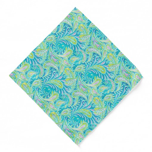 Retro Turquoise Paisley Pattern Bandana | Zazzle
