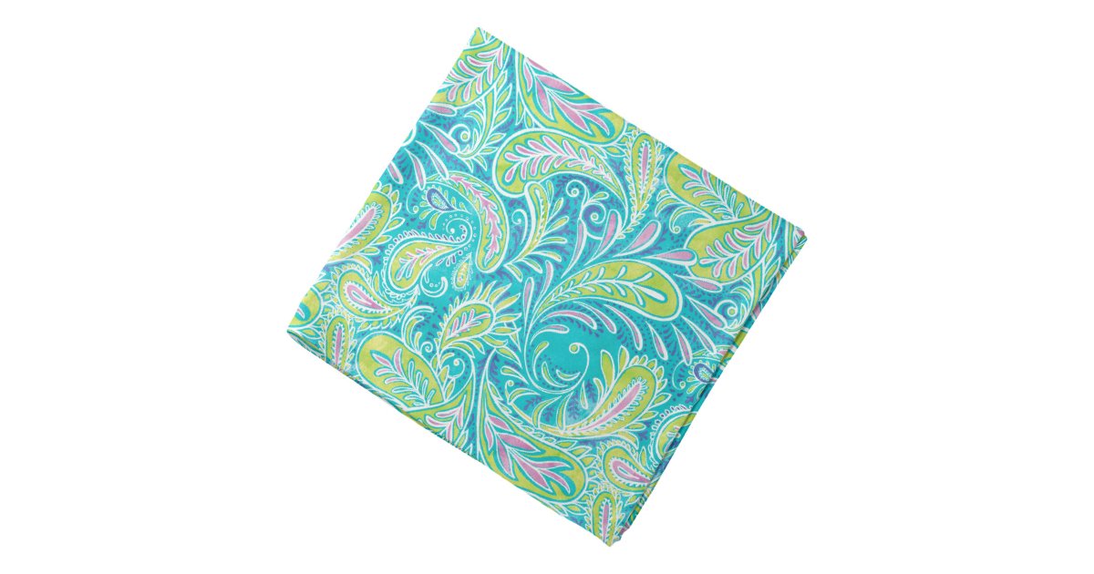 Retro Turquoise Paisley Pattern Bandana | Zazzle.com