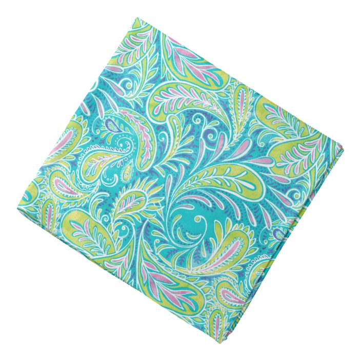 Retro Turquoise Paisley Pattern Bandana | Zazzle.com