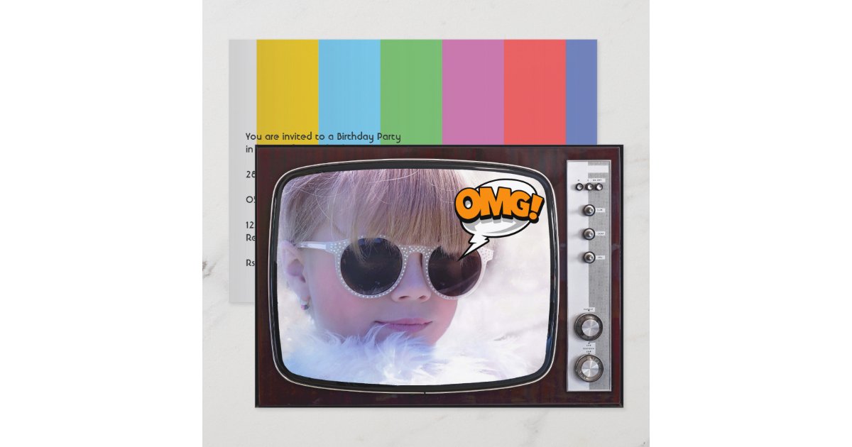 Retro TV Birthday Party Invitation | Zazzle