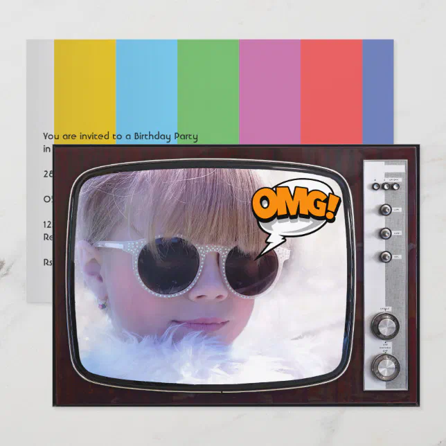 Retro TV Birthday Party Invitation | Zazzle