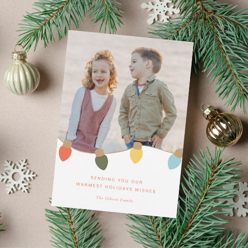 Retro Twinkle Lights Holiday Card | Zazzle