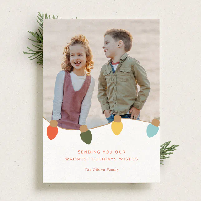 Retro Twinkle Lights Holiday Card | Zazzle